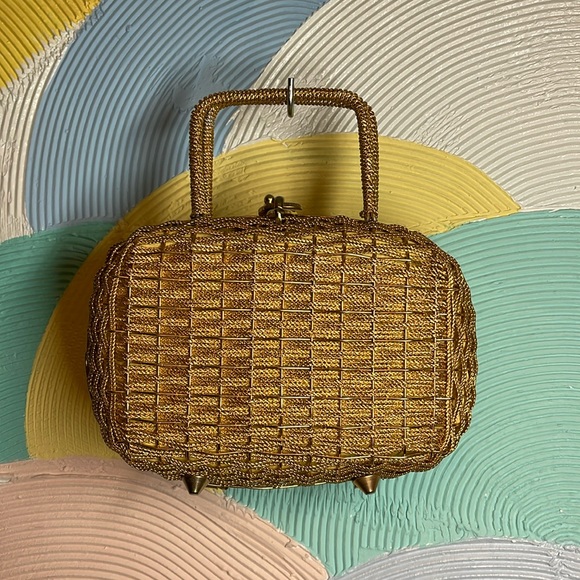 Vintage | Bags | Vintage 8s Gold Metal Clutch With Feet Metallic | Poshmark